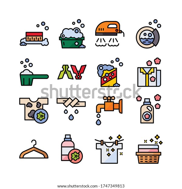 Laundry Icon Set Washing Cloth Icon Stock Vector (Royalty Free ...