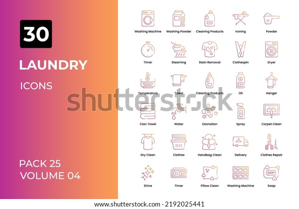 Laundry Icons Collection Set Contains Such Stock Vector (Royalty Free ...