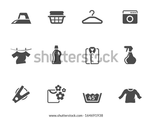 Laundry Icons Single Color Stock Vector (Royalty Free) 164691938 ...