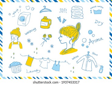 Laundry Icons Womans Profile Stock Vector (Royalty Free) 1937453317 ...