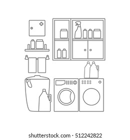 Laundry Room Vector Line Illustration Stock Vector (Royalty Free ...