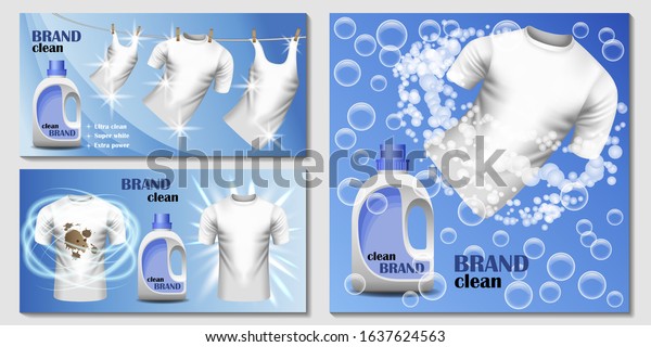 Laundry Room Washing Banner Concept Set Stock Vector (Royalty Free ...