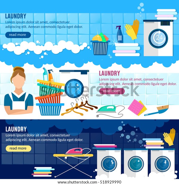 Laundry Service Banner Laundry Room Facilities Stock Vector (Royalty ...