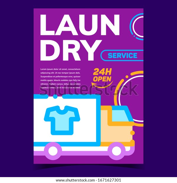 Laundry Service Creative Advertise Poster Vector Stock Vector (Royalty ...