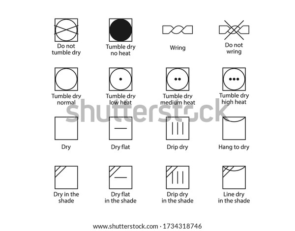 Laundry Symbols Drying Symbols Vector Illustration: เวกเตอร์สต็อก (ปลอด ...