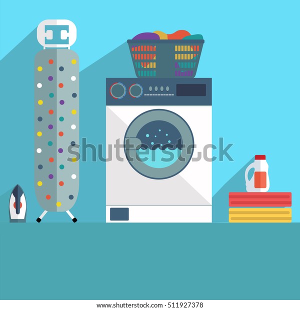 Laundry Washing Room Vector Illustration Stock Vector (Royalty Free ...