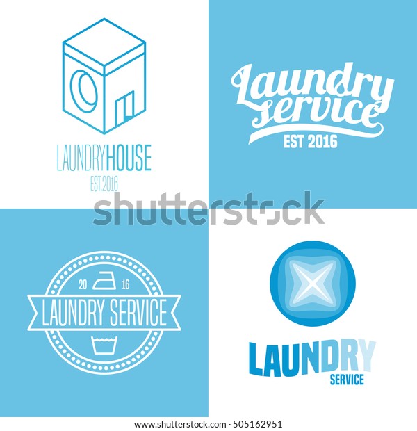 Laundry Washing Service Set Vector Logo Stock Vector (Royalty Free ...