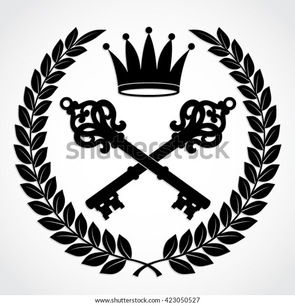Laurel Wreath Crossed Keys Crown Vector 库存矢量图（免版税）423050527 | Shutterstock