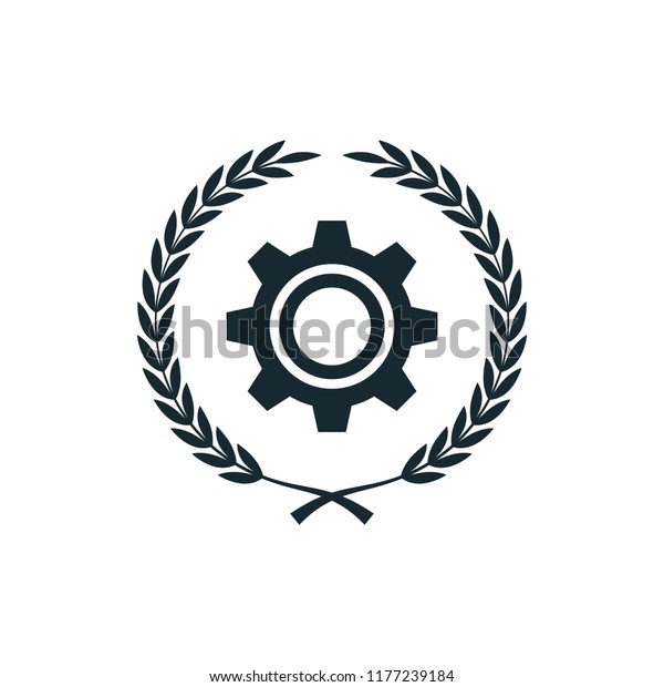 Laurel Wreath Gear Icon Vector Stock Vector (Royalty Free) 1177239184 ...