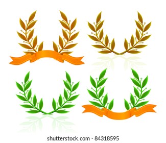 Laurel Wreath Ribbon Vector Set On Stock Vector (Royalty Free) 84318595 ...