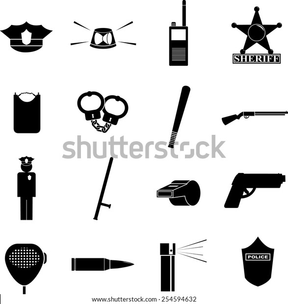 Law Enforcement Symbols Set Stock Vector (Royalty Free) 254594632