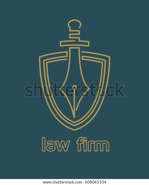 Law Firm Emblem Linear Logo Justice Stock Vector (Royalty Free ...