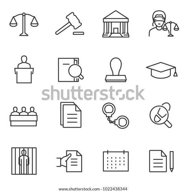 Law Icon Set Linear Design Line Stock Vector (Royalty Free) 1022438344 ...