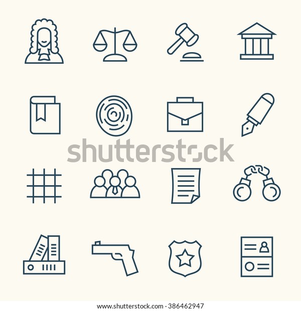 Law Line Icons Stock Vector (Royalty Free) 386462947