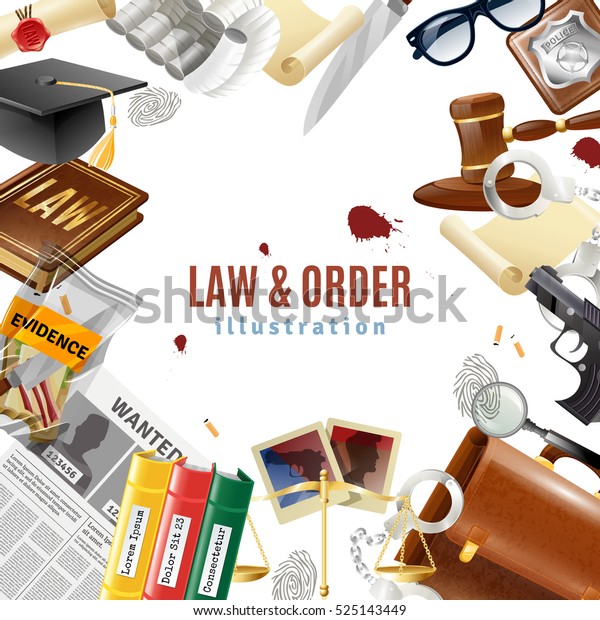 Law Order Judicial System Symbols Frame Stock Vector (Royalty Free ... Law Order Judicial System Symbols Frame Stock Vector (Royalty Free ...