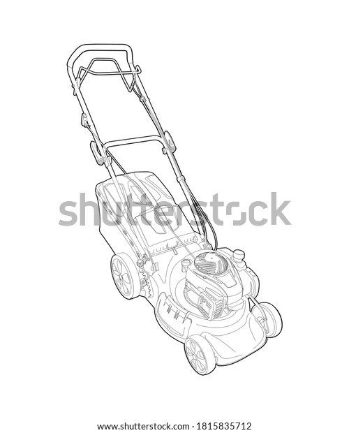 Lawn Mower Landscape Design Mow Lawn Stock Vector (Royalty Free) 1815835712