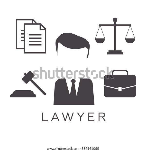 Lawyer Concept Lawyer Icons Flat Style Stock Vector (Royalty Free ...