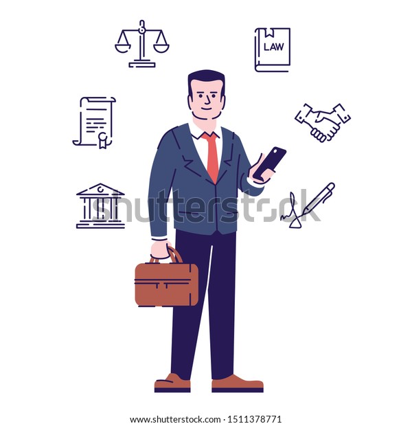 Lawyer Flat Vector Character Advocate Cartoon Stock Vector (Royalty ...