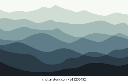Layered Mountains Landscape Morning Vector Nature Stock Vector (Royalty ...