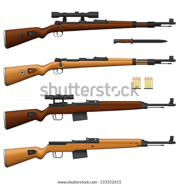 Layered Vector Illustration Antique German Rifle 스톡 벡터(로열티 프리) 133352615