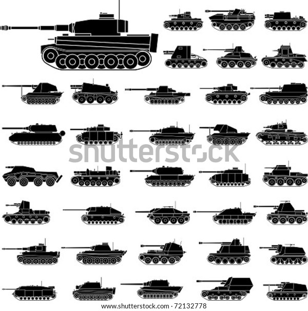 Layered Vector Illustration Various German Tanks: เวกเตอร์สต็อก (ปลอด ...