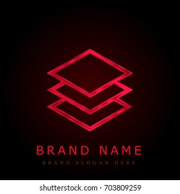 Layers Red Chromium Metallic Logo Stock Vector (Royalty Free) 703809259 ...