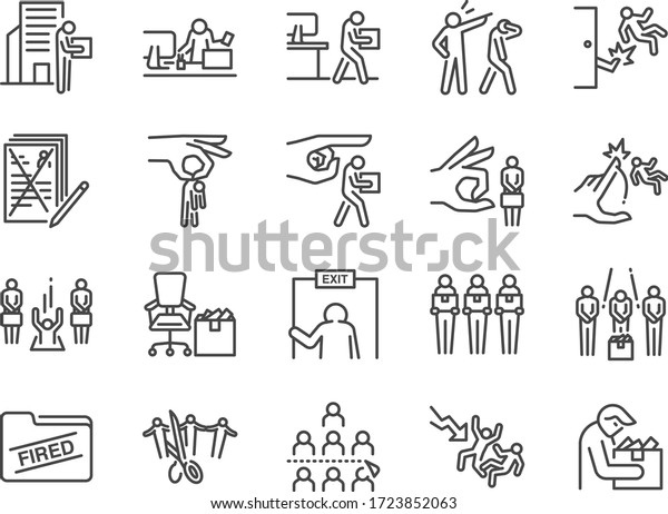 Layoff Line Icon Set Included Icons Stock Vector (Royalty Free) 1723852063