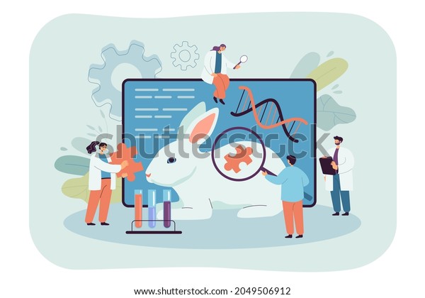 Layout Genetically Modified Rabbit Laboratory Scientists Stock Vector ...