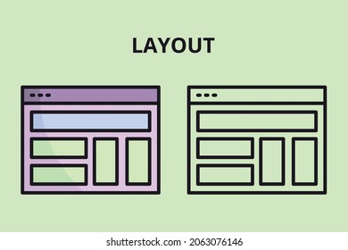 Layout Icon Browser Outline Filled Color Stock Vector (Royalty Free ...