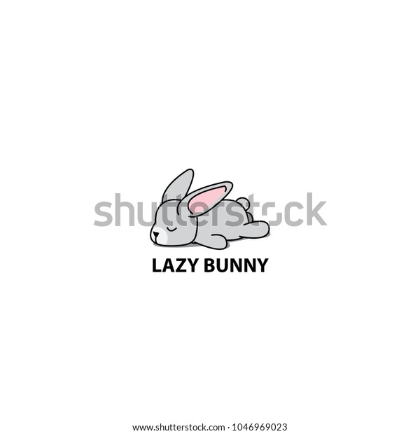 Lazy Bunny Cute Gray Rabbit Sleeping Stock Vector (Royalty Free ...