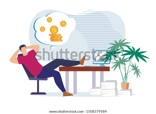 Lazy Cartoon Office Worker Procrastinating Work Stock Vector (Royalty ...