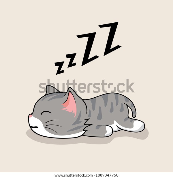 Lazy Cat Cartoon Cute Kitty Slee Stock Vector (Royalty Free) 1889347750 ...