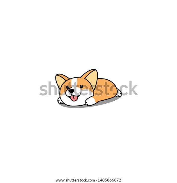 Vetor stock de Lazy Corgi Puppy Lying Down On (livre de direitos ...