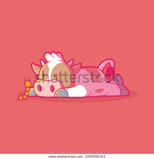 Lazy Cow Character Looking Bug Vector Stock Vector (Royalty Free ...