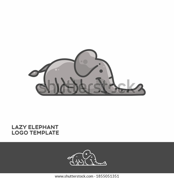 Lazy Elephant Simple Line Style Vector Stock Vector (Royalty Free ...