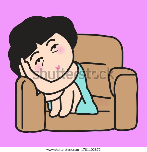 Lazy Girl Lying On Sofa Home Stock Vector (Royalty Free) 1781103872 ...