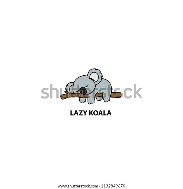 Lazy Koala Sleeping On Branch Cartoon Stock Vector (Royalty Free ...