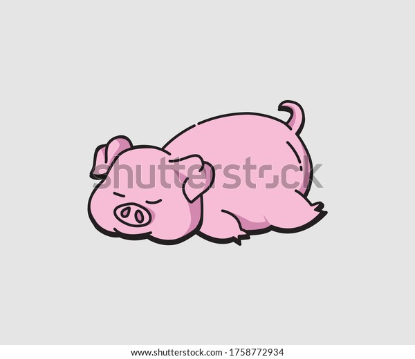 Lazy Pig Sleeping Cartoon Illustration Stock Vector (Royalty Free ...