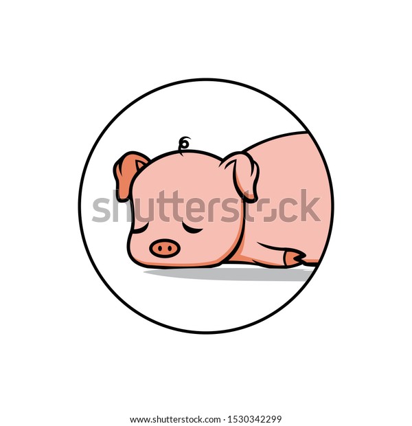 Lazy Pig Sleeping Cartoon Vector Illustration: เวกเตอร์สต็อก (ปลอดค่า ...