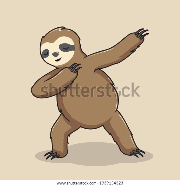 Lazy Sloth Dabbing Dance Illustrations Cartoon Stock Vector (Royalty ...