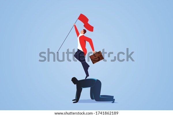 Leader Holding Flag Stepping On Back Stock Vector (Royalty Free ...