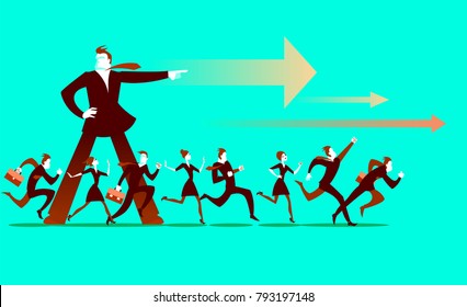 Leader Shows Direction All Run Forward Stock Vector (Royalty Free ...