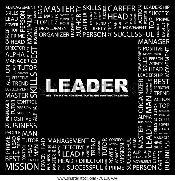 Leader Word Collage On Black Background Stock Vector (Royalty Free ...