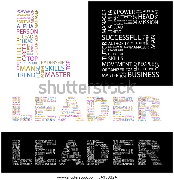 LEADER. Word collage. Vector illustration.