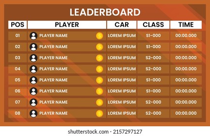 Leaderboard Template Ranking Leaderboard Template Stock Vector (Royalty ...