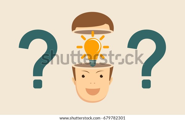 Leadership Concept Question Marks Shining Lightbulb Stock Vector ...