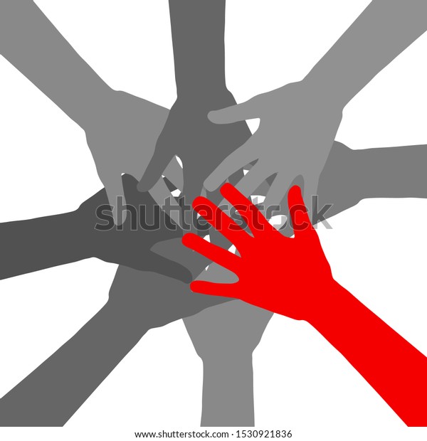 Leadership Concept Teamwork Hand Leader Between Stock Vector (Royalty ...