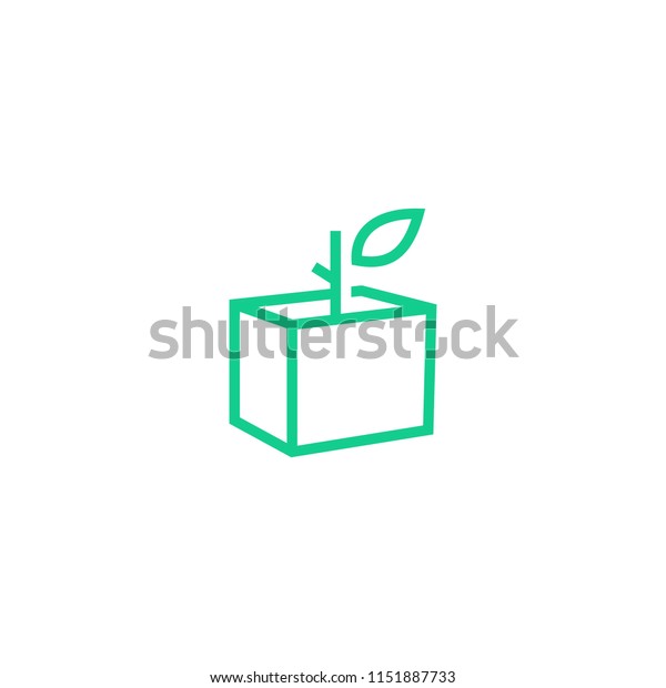 Leaf Box Plant Logo Icon Line Stock Vector (Royalty Free) 1151887733