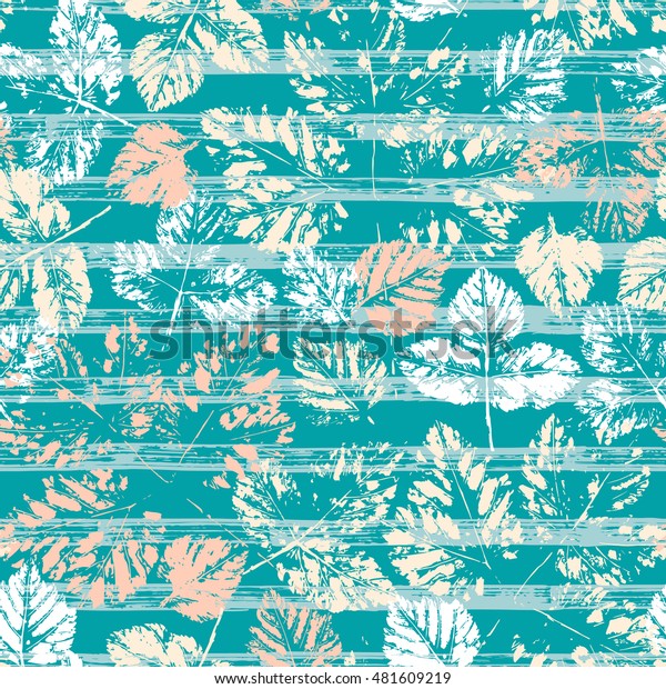 Leaf Imprints Foliage Leaves Seamless Background Stock Vector (Royalty ...