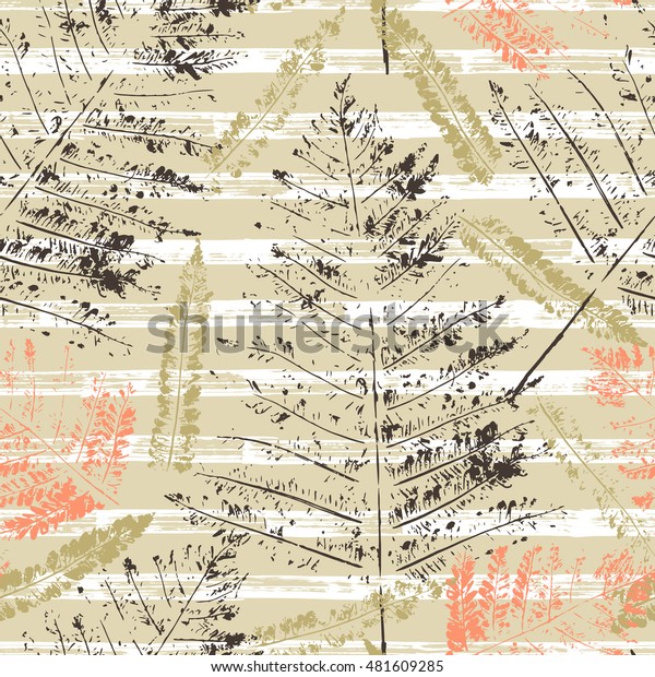 Leaf imprints. Foliage. Leaves Seamless background